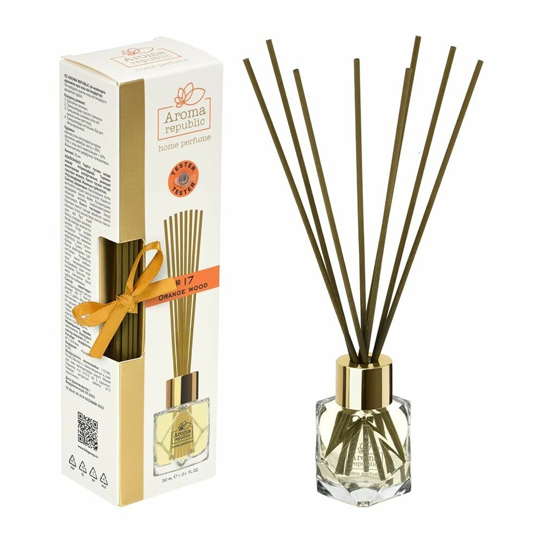 AROMA REPUBLIC Ароматический диффузор 17 Orange wood, стеклянный флакон 30 мл, аромат апельсин и дерево