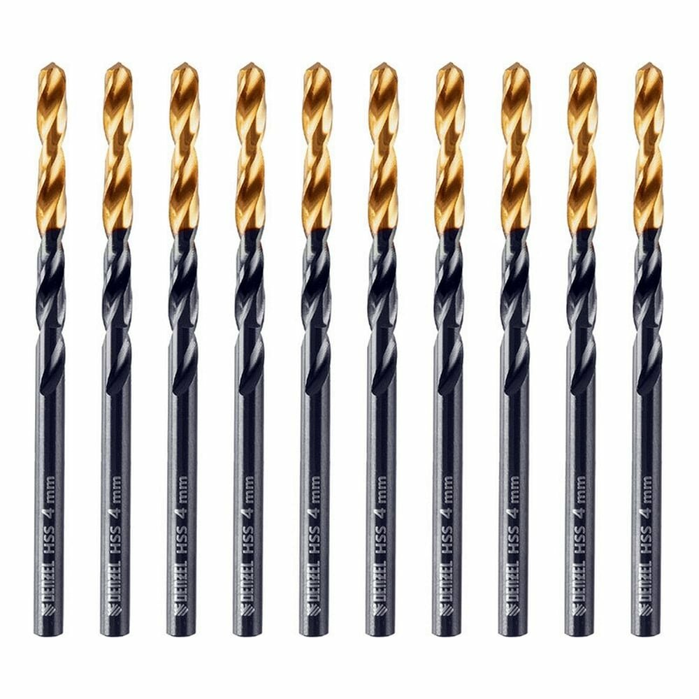Сверло по металлу Golden Tip 4 мм, HSS-Tin, 10 шт, DIN 338 Denzel 717209