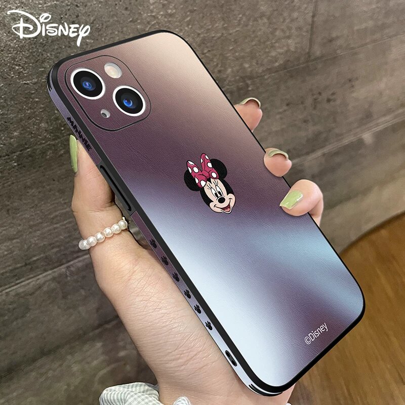 Чехол из овечьей кожи для iPhone 16 Plus с градиентным пурпурным рисунком Минни