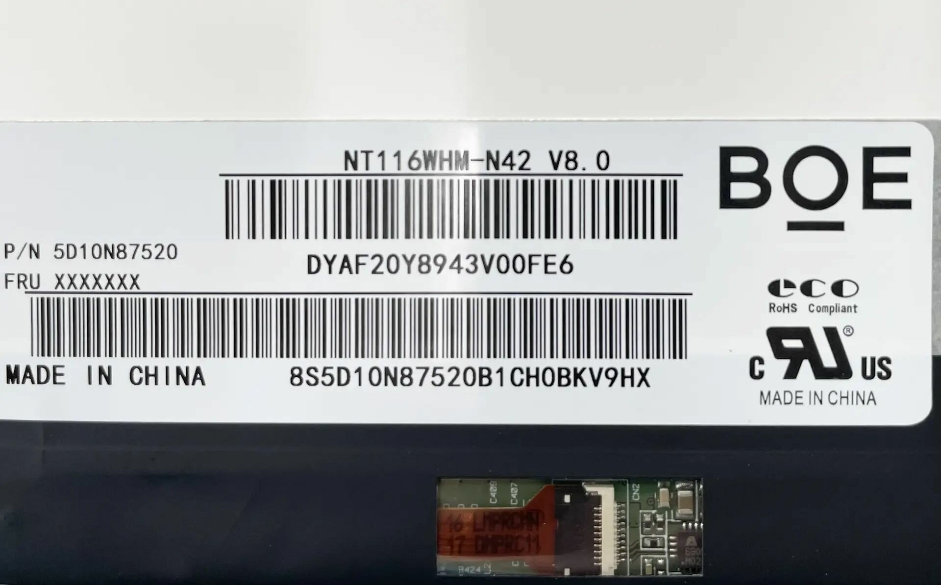 NT116WHM-N42 V8.0 Матрица для ноутбука 11.6" LCD HD TN 30 pin BOE