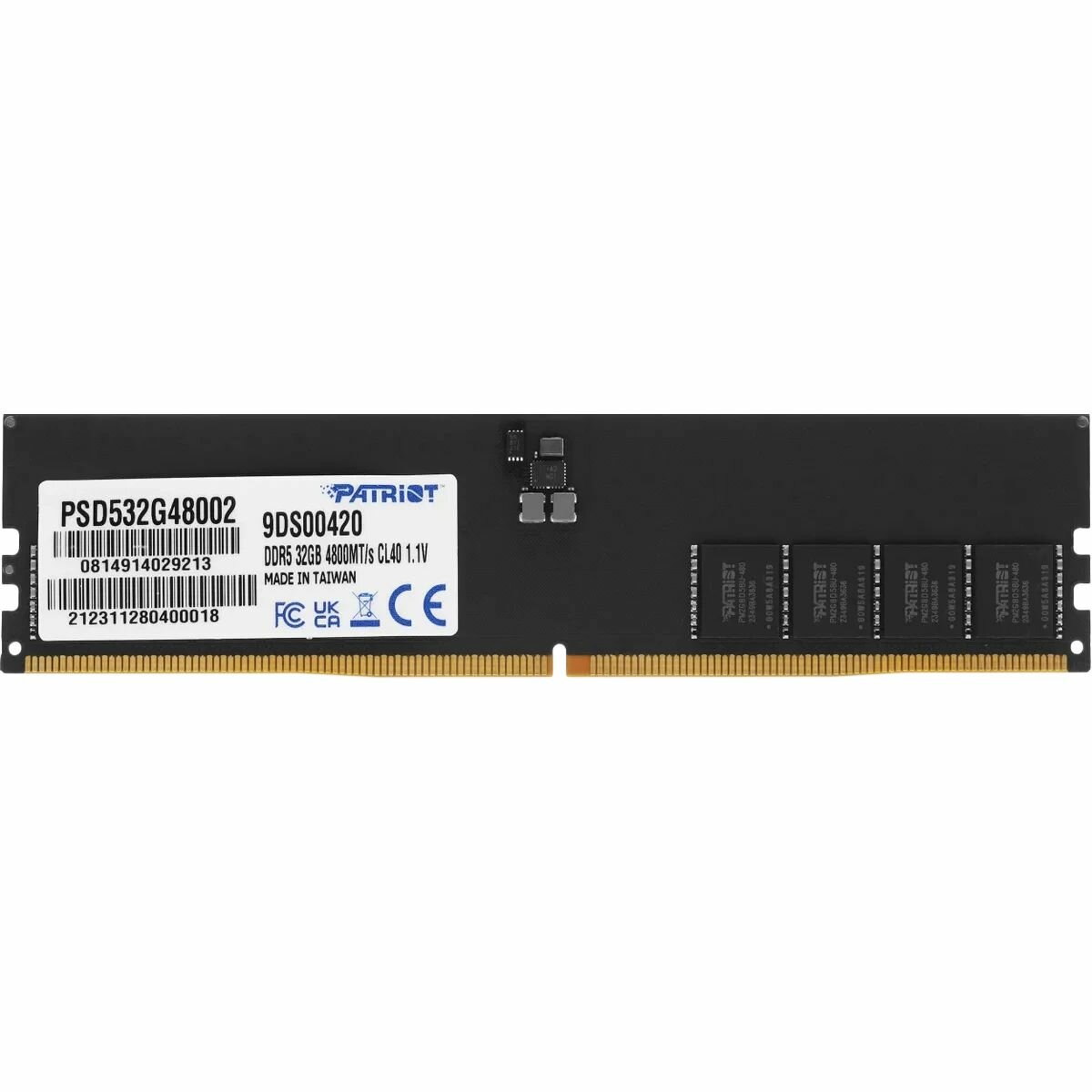 Оперативная память Patriot Signature, DDR5, 32GB (1x32 GB), 4800 MHz, CL40, DIMM