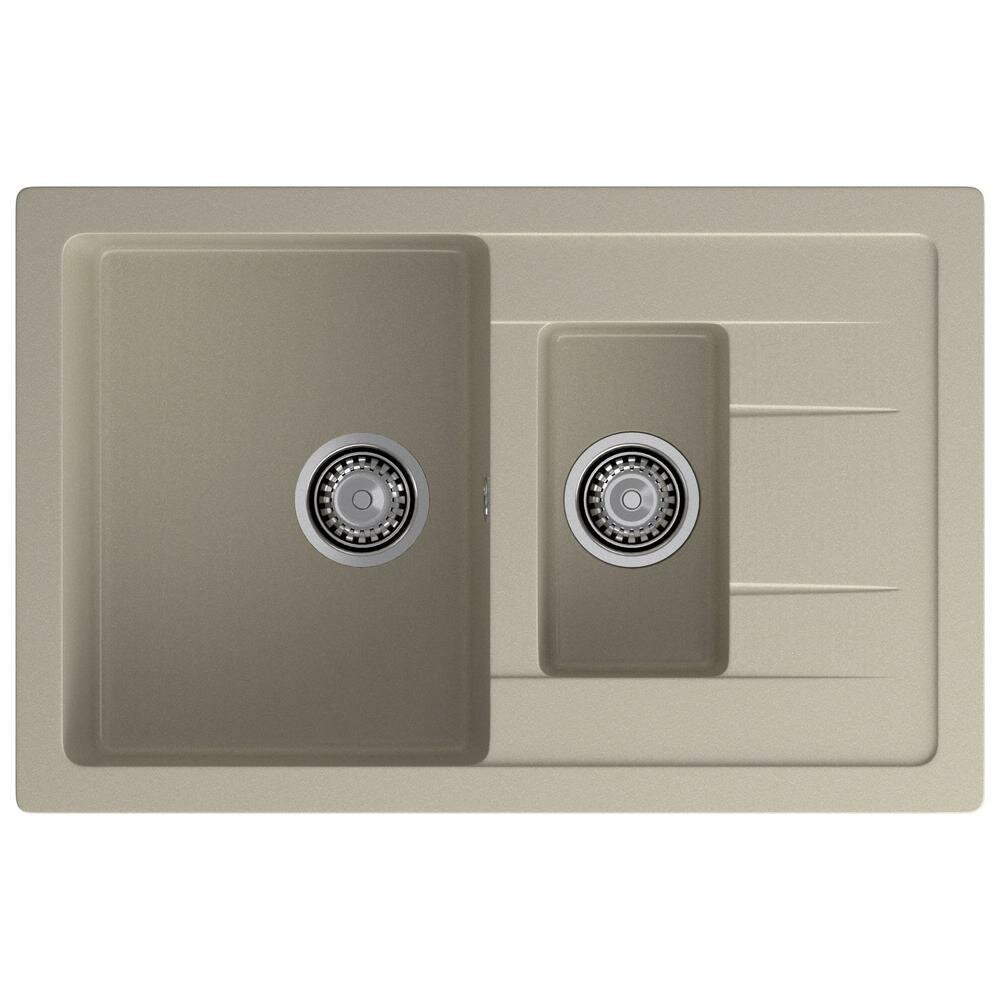 Мойка для кухни GranFest Quadro 76,5х49,5 Q-775KL топаз, 2 чаши, искусственный мрамор