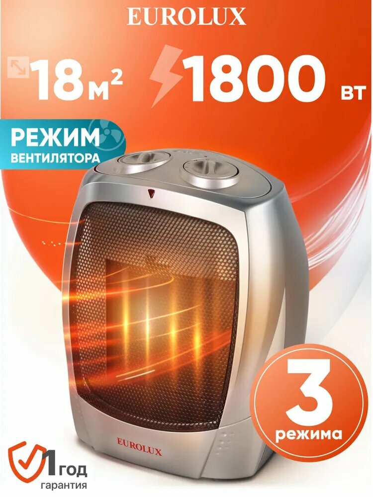 Тепловентилятор, ТВК-EU-1 EUROLUX , керамический,(1800вт; ветерок обогреватель)