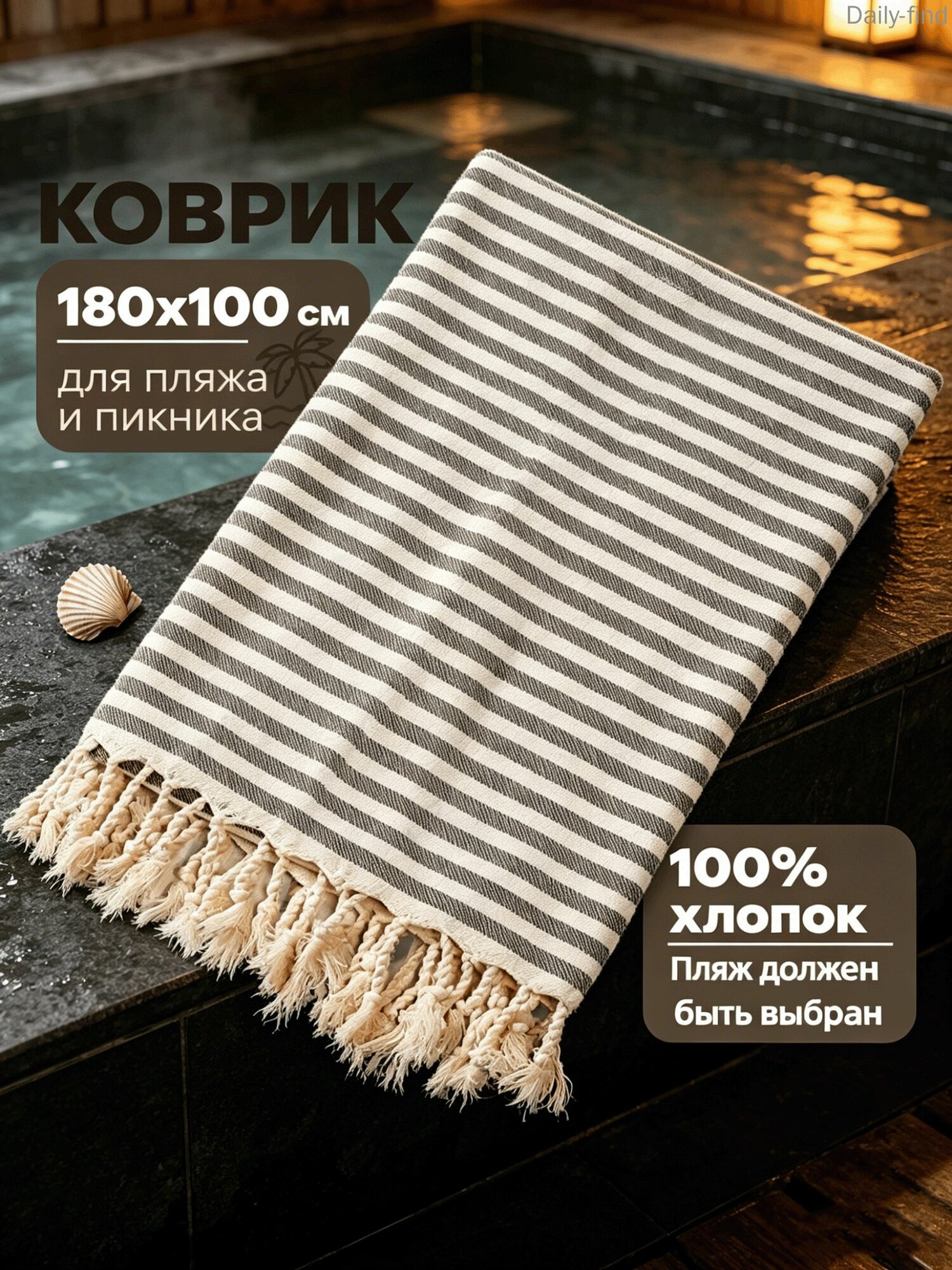 Коврик пляжный для пикника отдыха складной для гальки