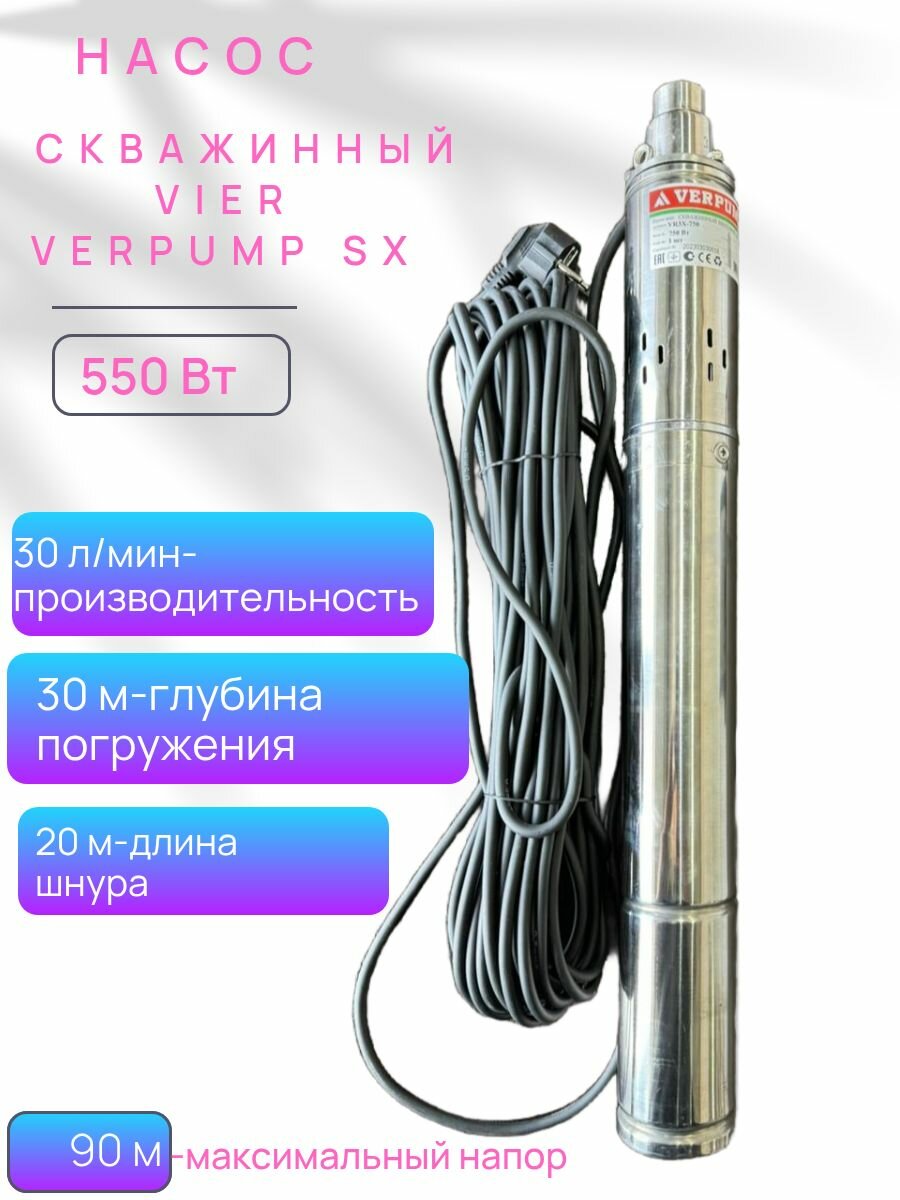 Насос погружной для воды Vieir Verpump 3X-550 Вт