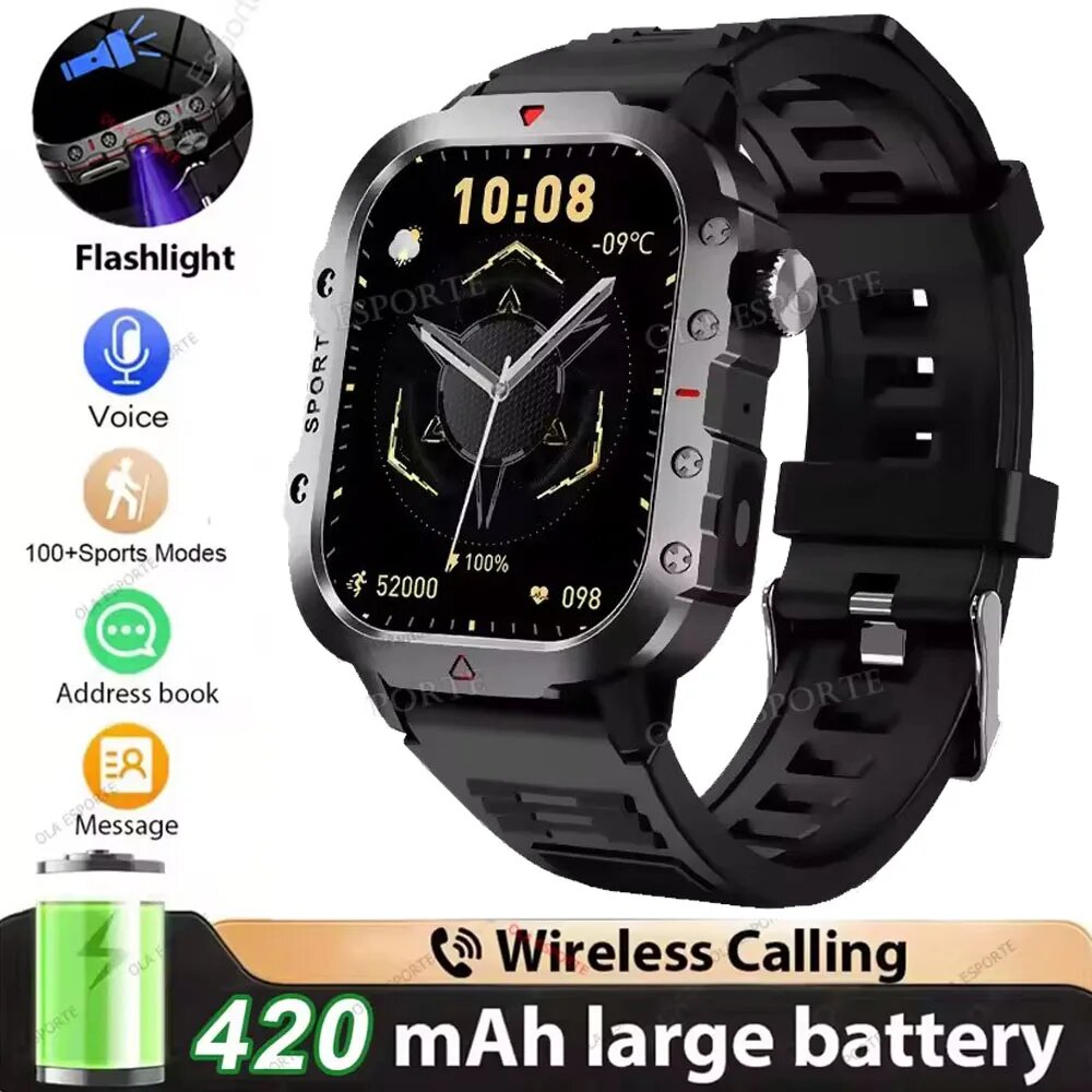Мужские умные часы Military Smartwatch, черный