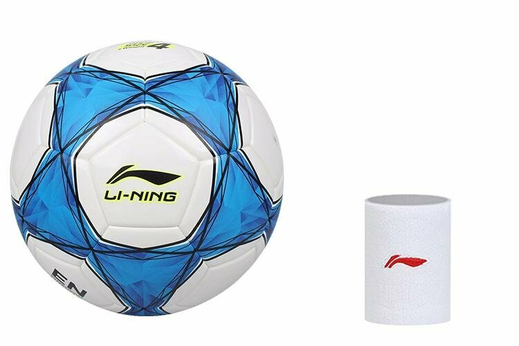 Футбольный мяч унисекс Li Ning Бесшовный Термосварной, размер 4, синий, белый