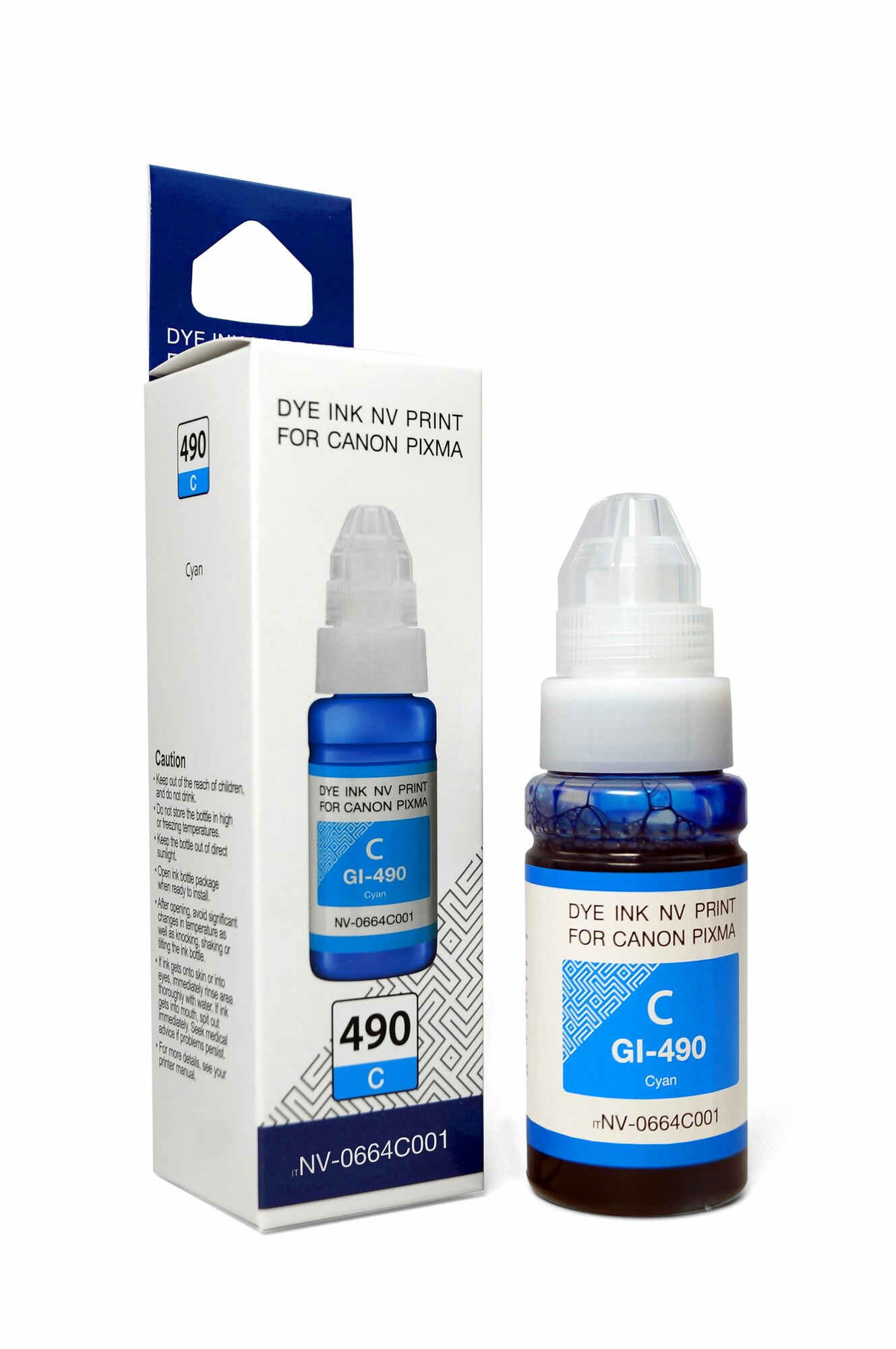 Чернила NV Print GI-490C для Canon Pixma G1400/G2400 (70 мл) Cyan (в коробке) совместимые
