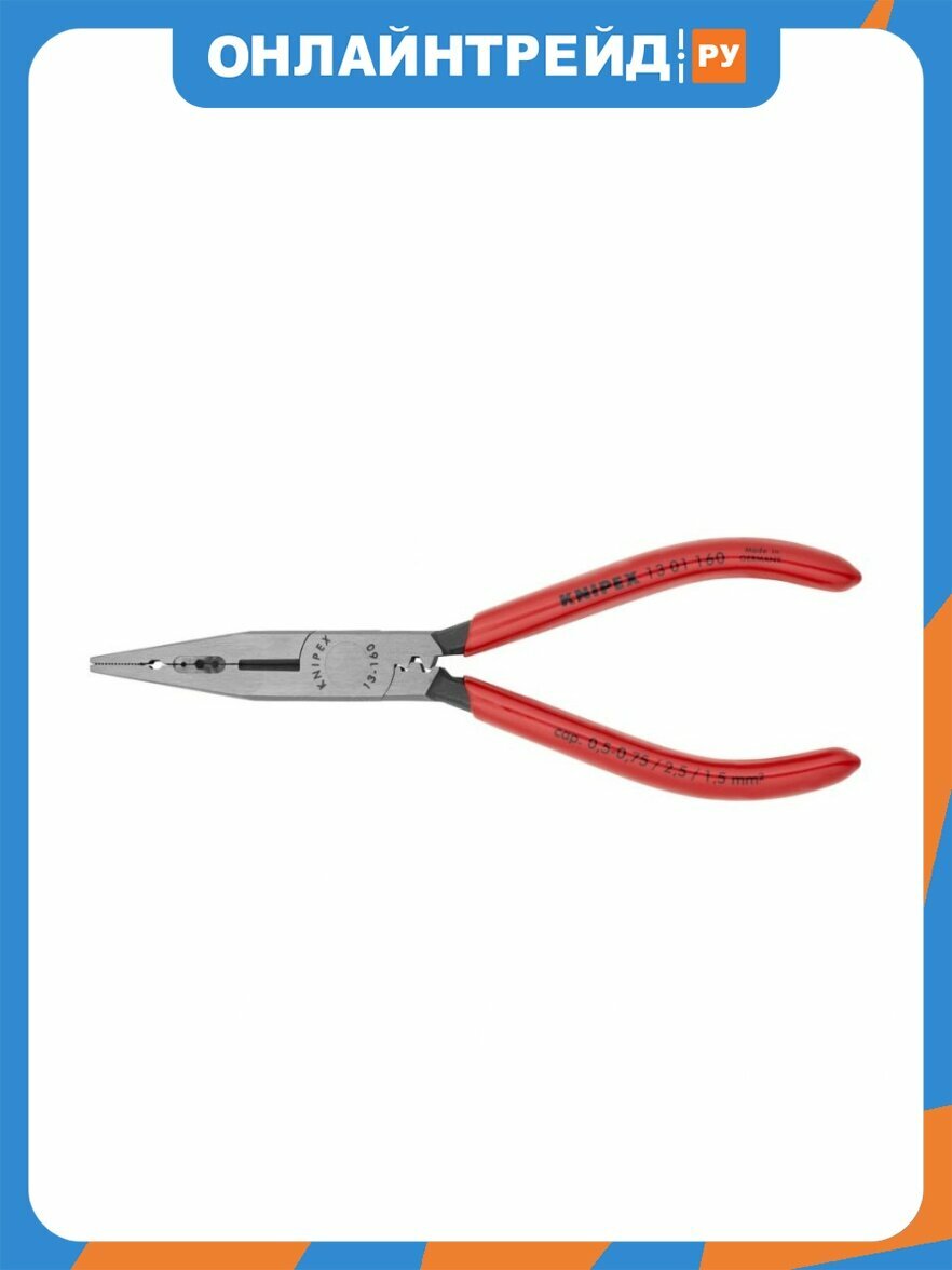 Плоскогубцы для монтажа проводов Knipex 1301160 с пластиковыми рукоятками фосфатированные, черного цвета 160 mm