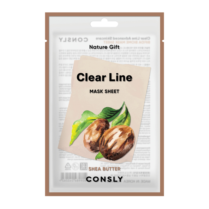 Consly Clear Line Nature Gift Shea Butter Mask Sheet Питательная тканевая маска с маслом ши