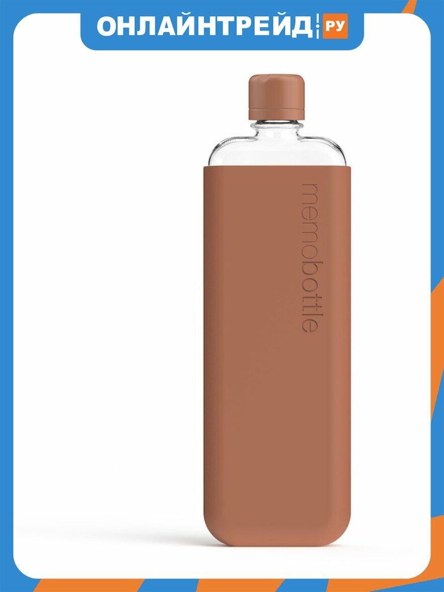 Бутылка для воды Memobottle Slim, с силиконовым чехлом, коричневый