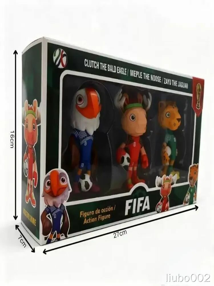 Талисман чемпионата мира с набором из 3 фигурок с футбольными мячами, FIFA2026, для детей, игрушка — фото 1