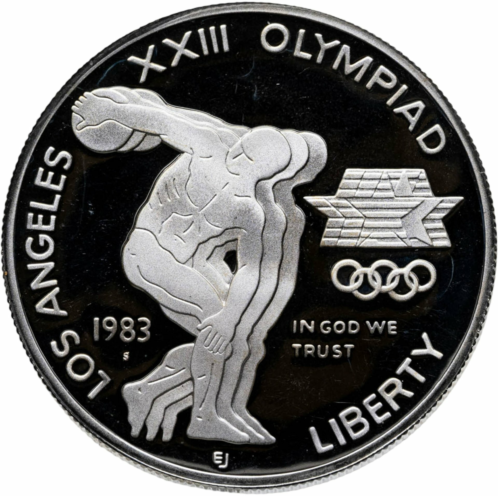 США 1 доллар 1983 "XXIII летние Олимпийские Игры - Дискобол", Серебро 900, в сохранности Proof