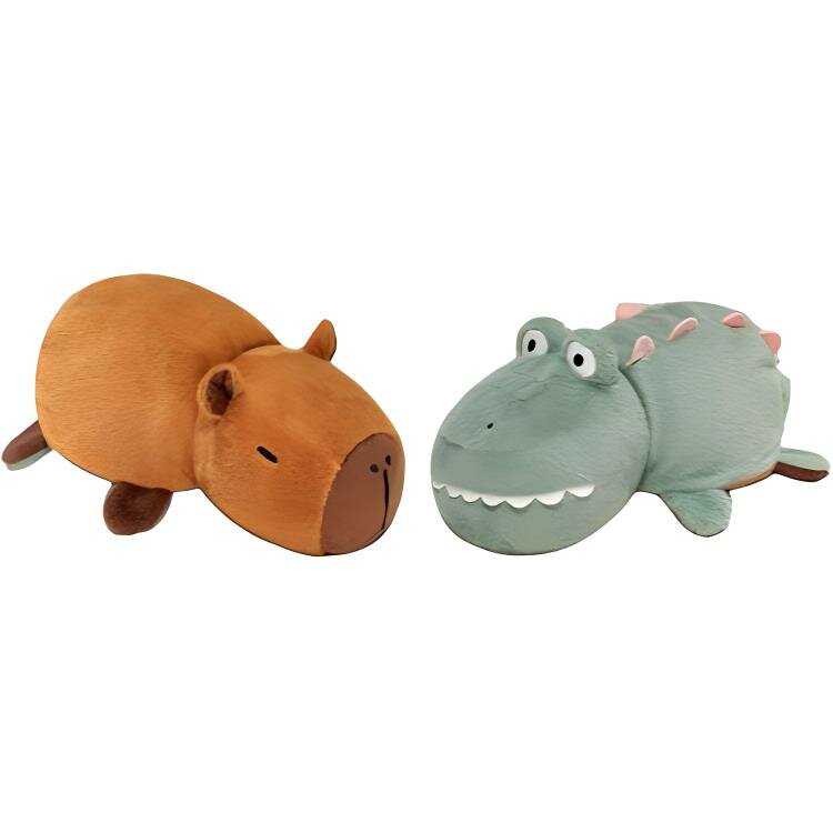 Плюшевая игрушка унисекс XIONGJUN Капибара двусторонняя трансформер, Crocodile-Capybara, 25CM EU