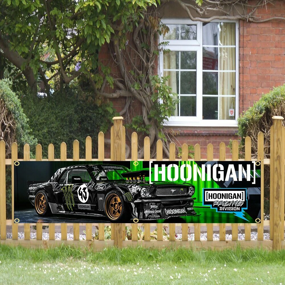 Hoonigans гоночный автомобиль баннер 60x240 см 45 x 180cm, 6 Holes