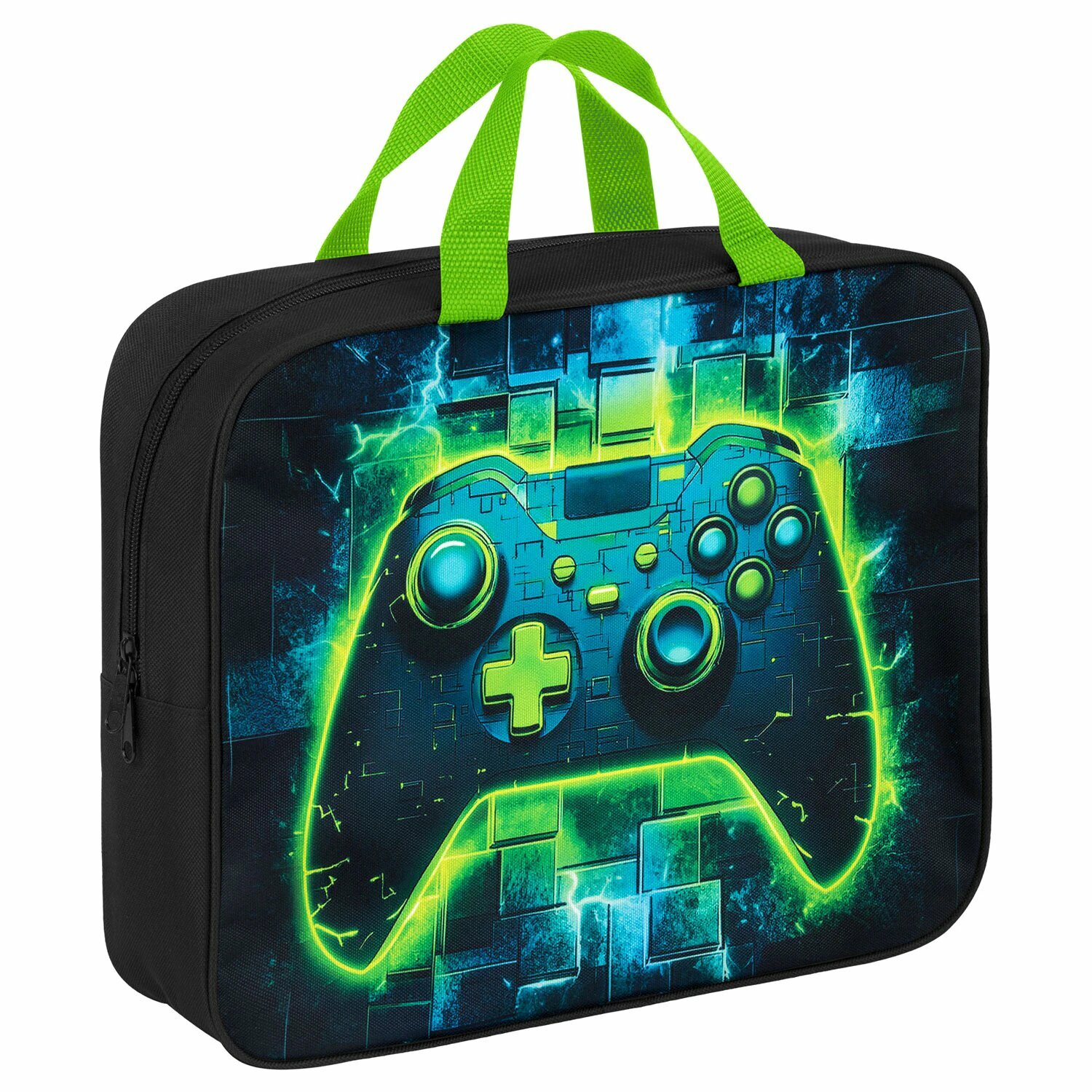 Папка на молнии с ручками BRAUBERG А4, 1 отделение, полиэстер, 80 мм, "Neon gamepad", 274510