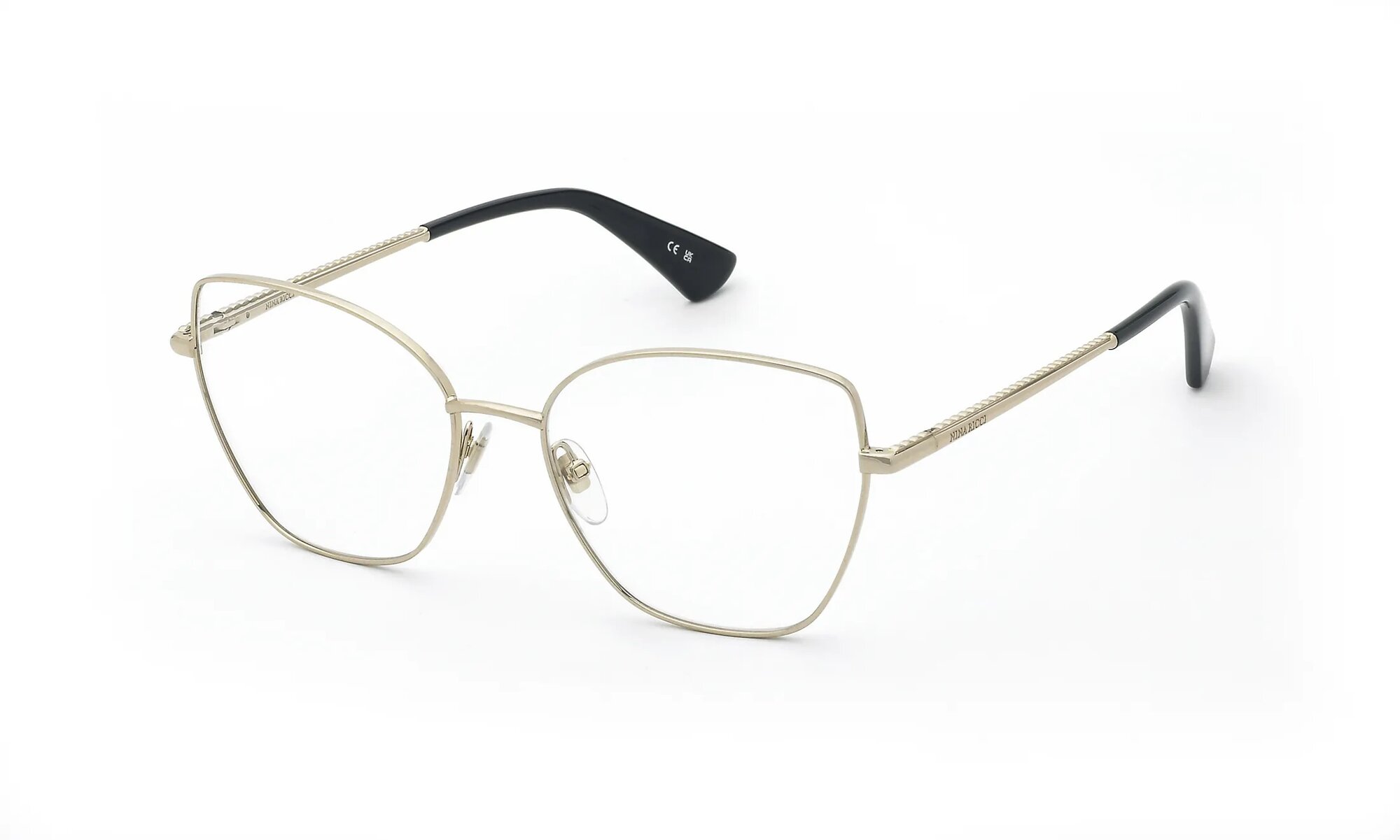 Оправа NINA RICCI VNR 454 col.0300, бабочка, золотистый цвет, флексы, с футляром и салфеткой