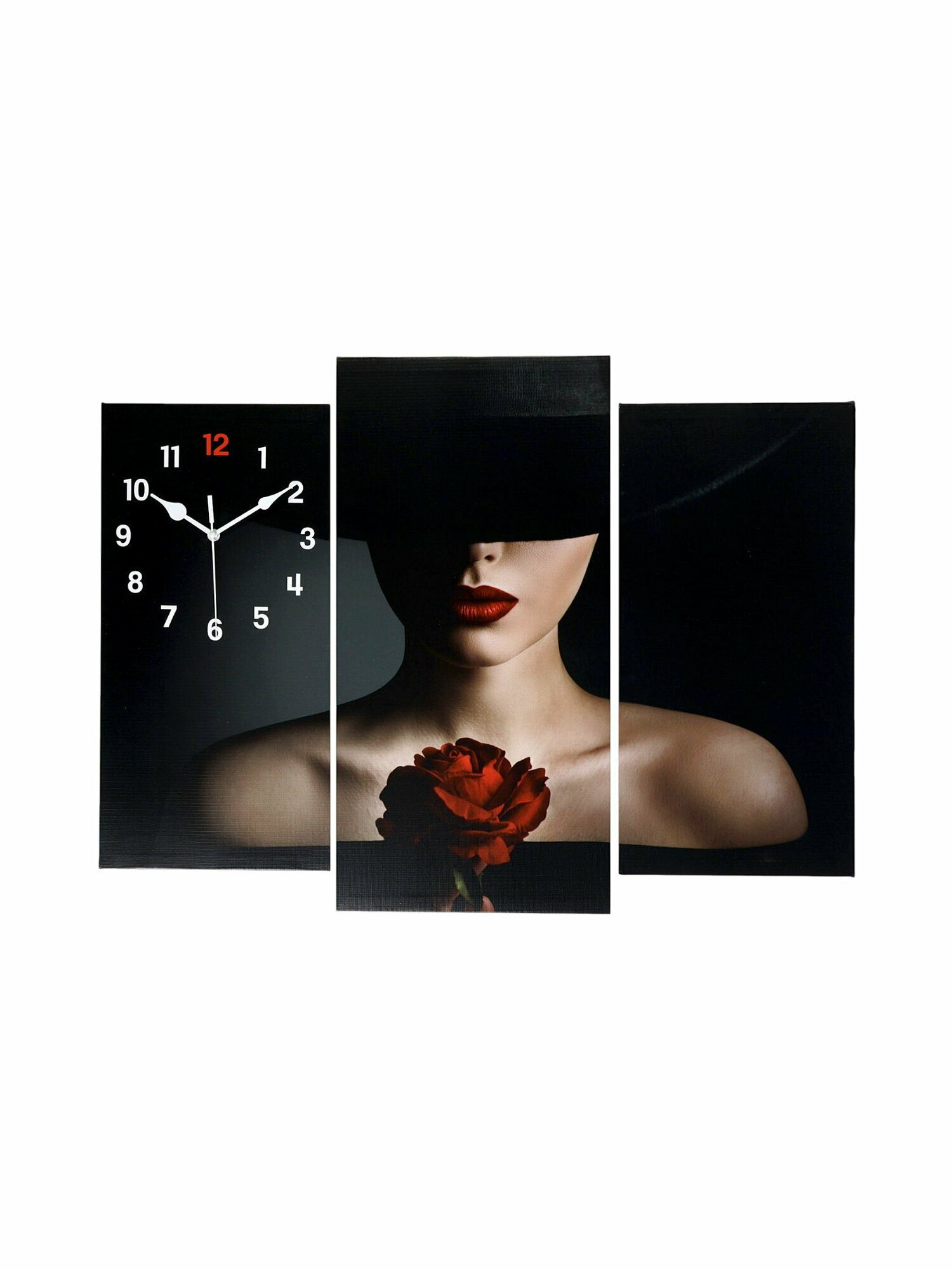 Часы-картина настенные, модульные "Девушка", бесшумные, 58x78 см, триптих