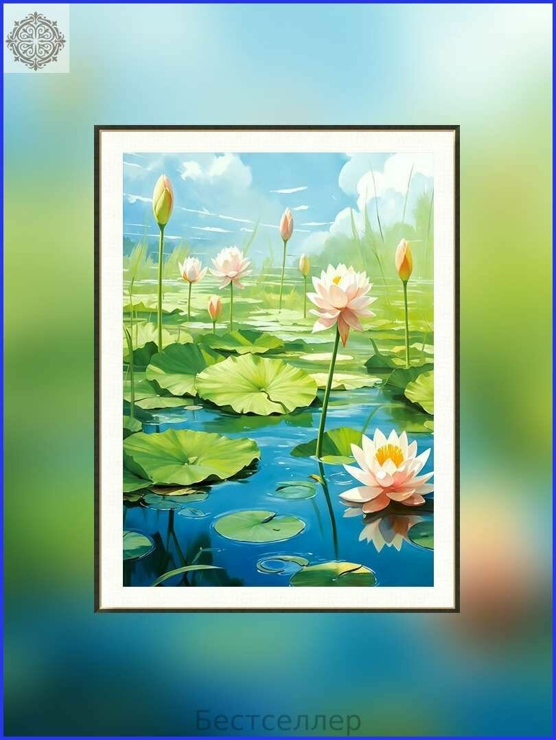 Набор для вышивания крестиком ручной работы Красивый узор лотоса 40x50cm 11ct Без рамки для картины