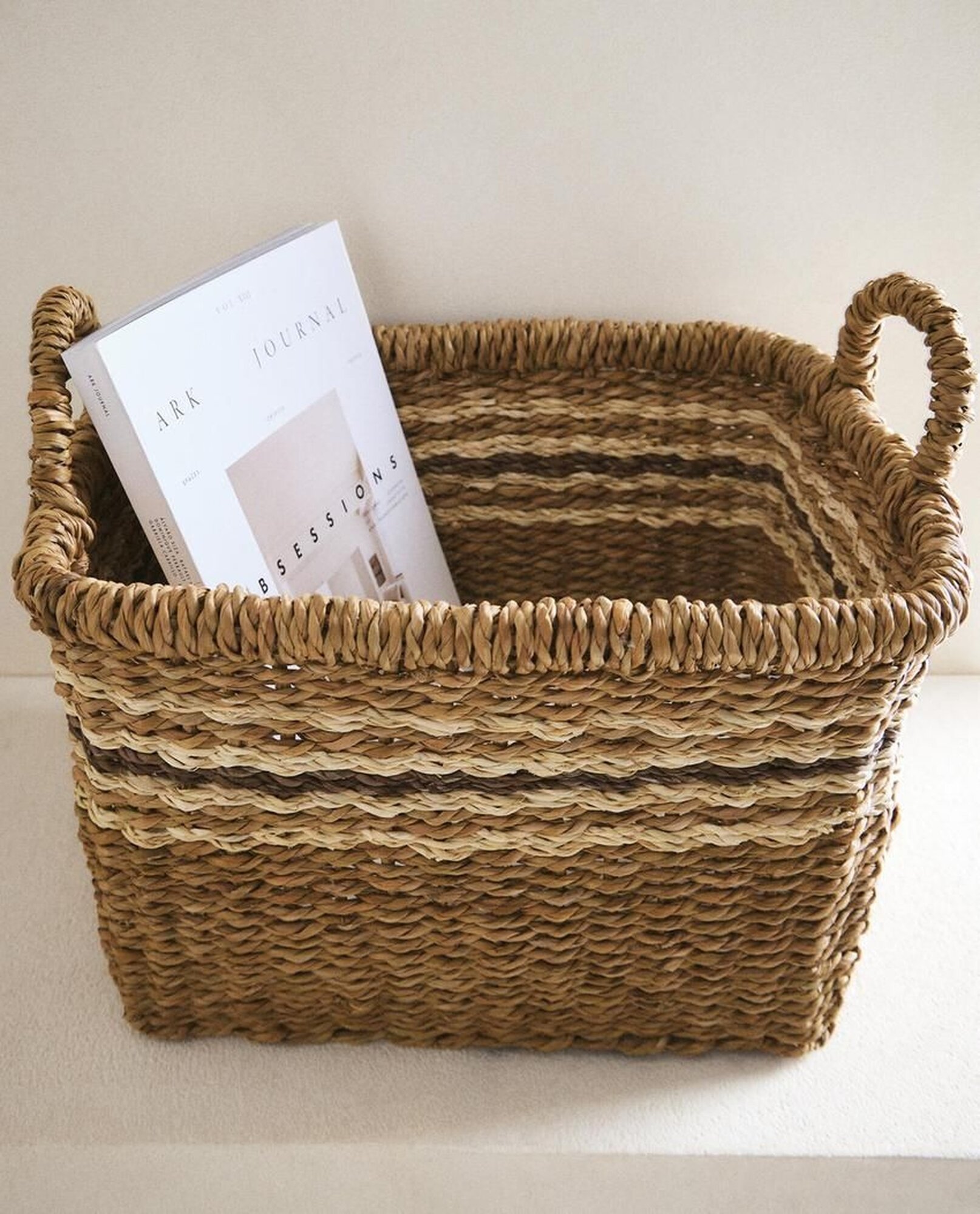 Корзина ZARA HOME 6190/049/700 - из водорослей, с узором, 30 x 40 x 30 см, цвет коричневый
