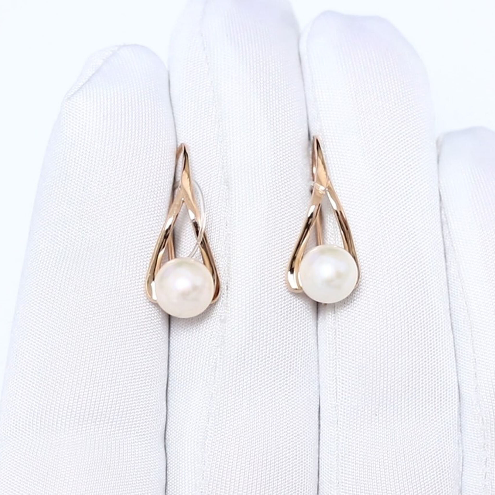 Серьги, красное золото, 585 проба, жемчуг