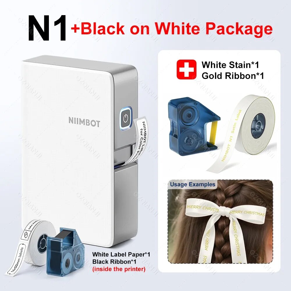 Термопринтер этикеток Niimbot N1 белый, Gold-White Stain