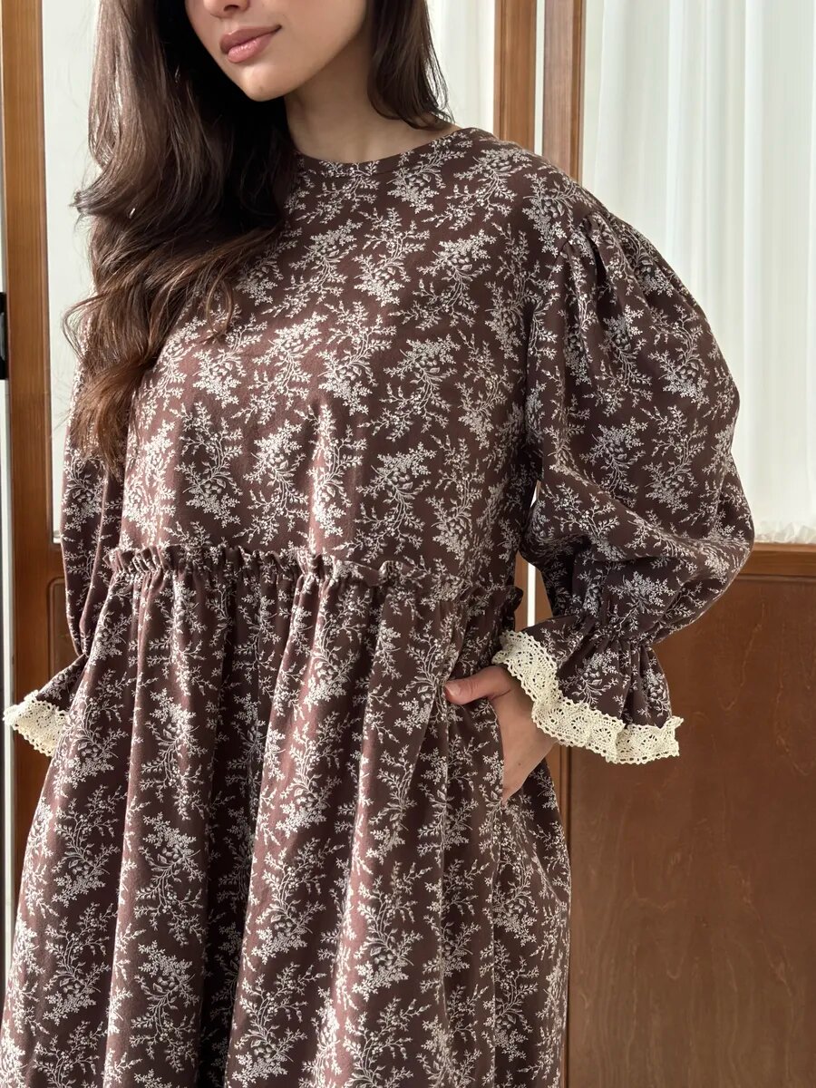 Платье Mabag eco, размер ONE SIZE 42-46, молочный шоколад — фото 1
