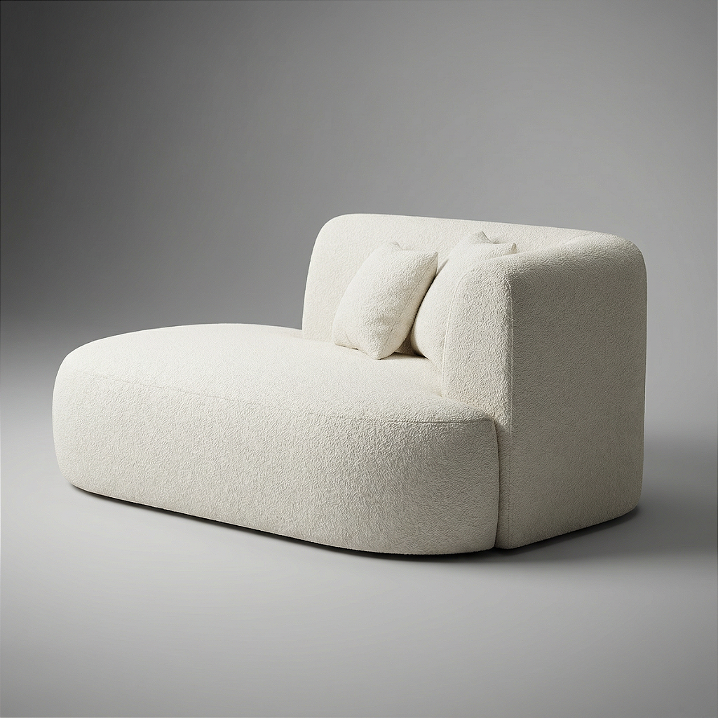 Диван Sofa Cloud, 160×88×69 см, белый, ткань букле, эргономичная посадка  —  для гостиной, офиса, фотостудии
