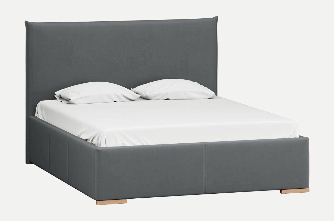 Кровать 160х200 двуспальная Divan.ru Слипсон Велюр Серый, 212х171х121 см