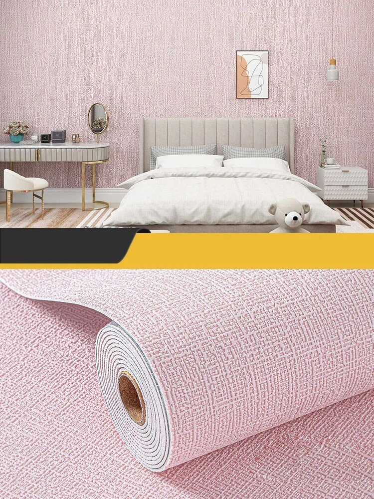 10 м самоклеящиеся 3D настенные обои пенопластовые звукоизоляционные Linen Pink, 280cmx50cm