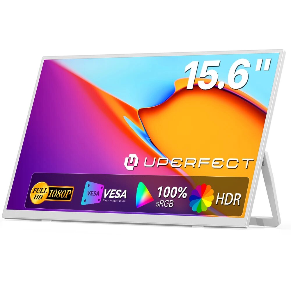 UPERFECT 15.6" портативный монитор, White, EU Plug, 1920x1080