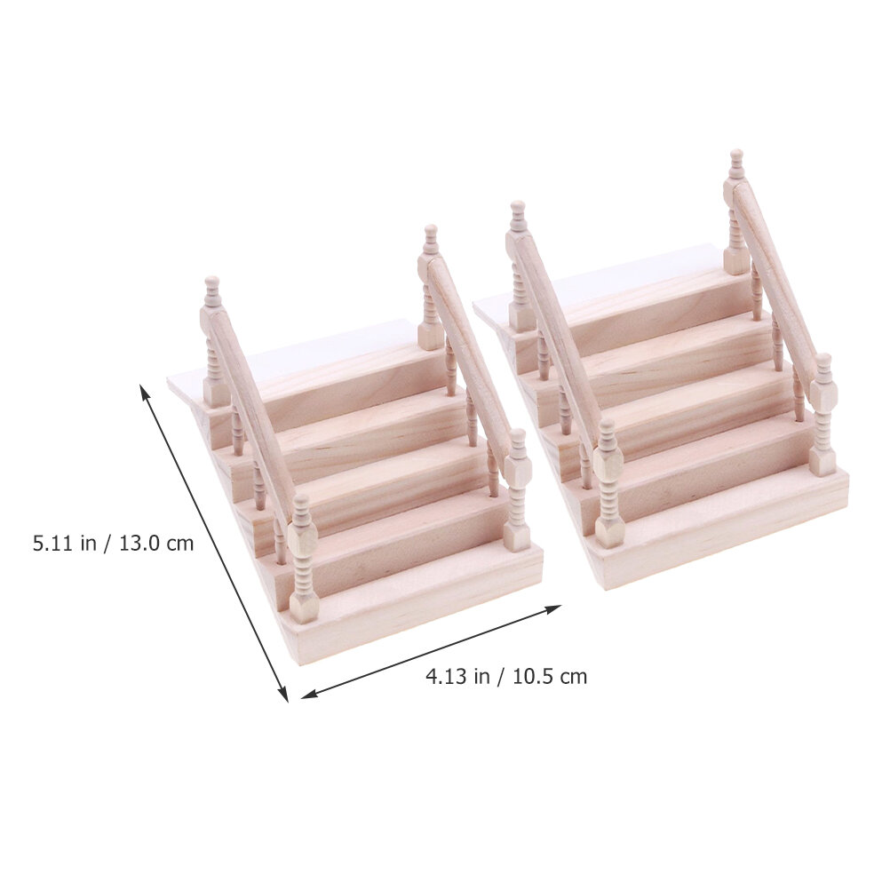 2 Шт Деревянная Лестница Для Мини Дома 13X10.5X6Cm Отлично Подходит Для Игровых Домиков И Миниатюрных Садов