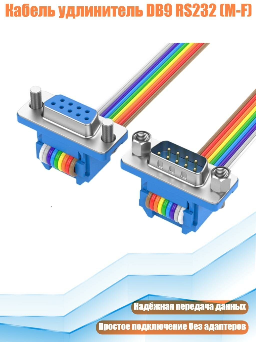 Кабель удлинитель DB9 RS232 (M-F), 0.2m - от мужчины к женщине