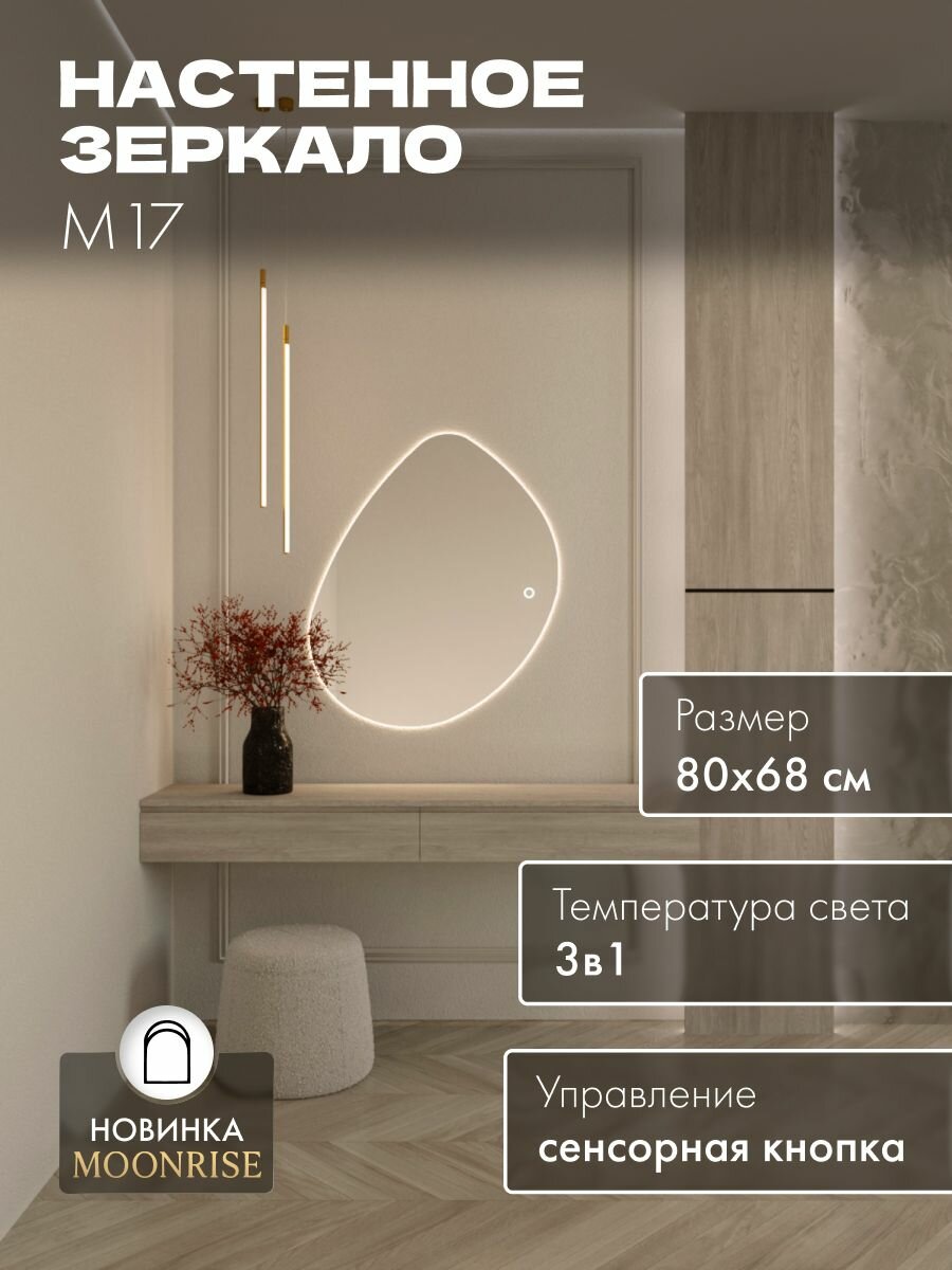 Зеркало настенное 80х68 см. сенсорное фигурное с подсветкой М17 MOONRISE