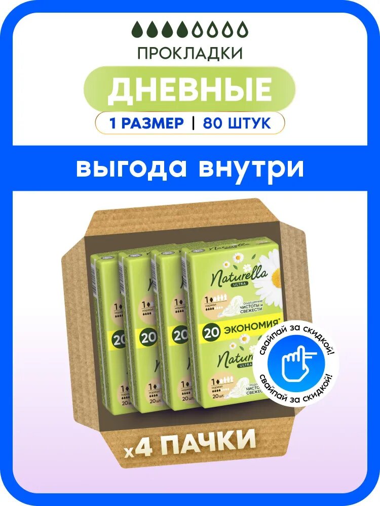 Прокладки женские Naturella Ultra Нормал, размер 1, 80 шт (4 уп. по 20 шт)