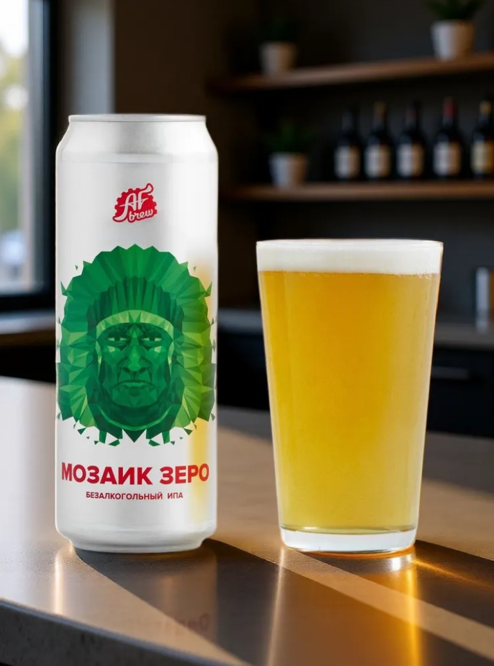 Пиво АФ Брю. Мозаик ИПА Зеро безалкогольное , 0,5%, банка 0,45л, 12 шт.