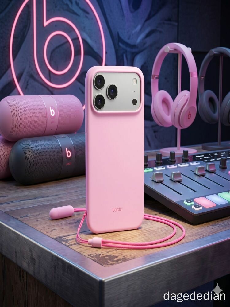 Чехол Beats для iPhone 17 Pro с бретелькой MagSafe реплика розовый чехол для телефона