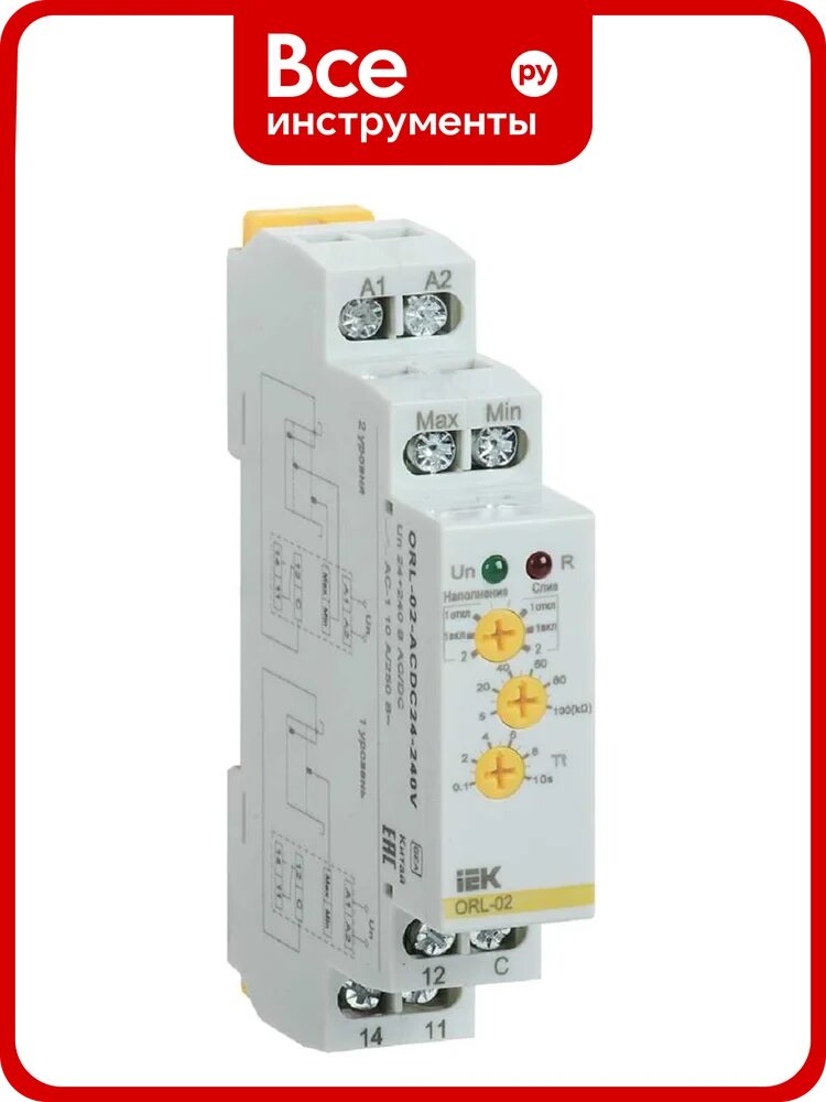Реле наполнения, дренажа IEK ORL 24-240В AC/DC ORL-02-ACDC24-240V