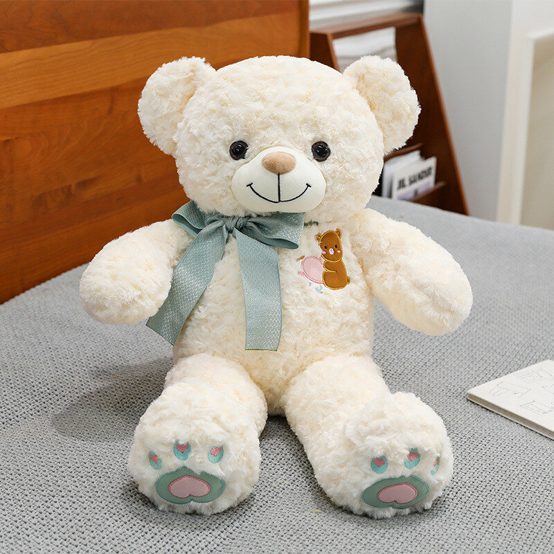 Giant teddy bear plush with pp cotton for party decor and gift for best friends, beige 75cm