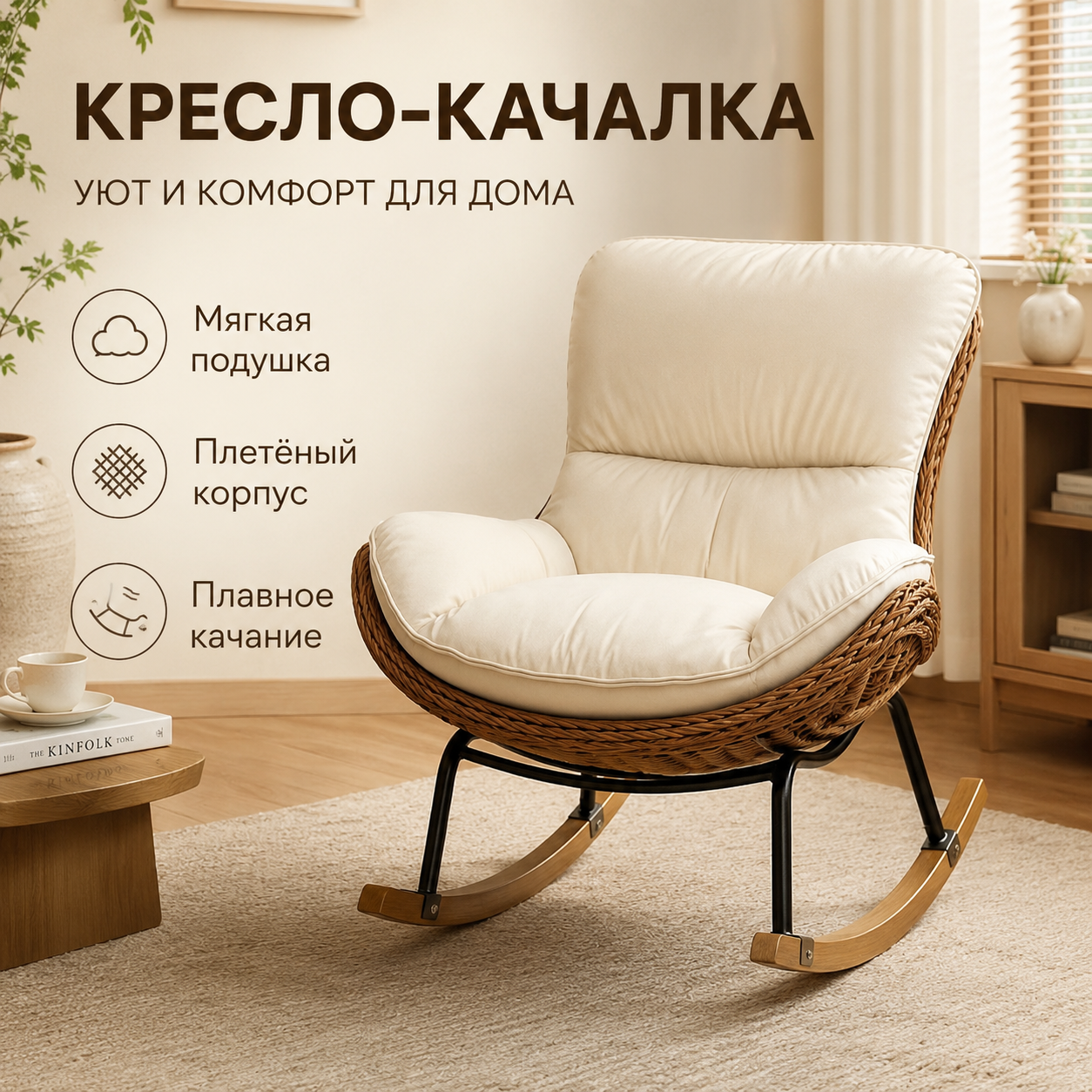 Кресло-качалка с откидывающейся спинкой домашний балкон диван для отдыха гостиная кресло-качалка из ротанга