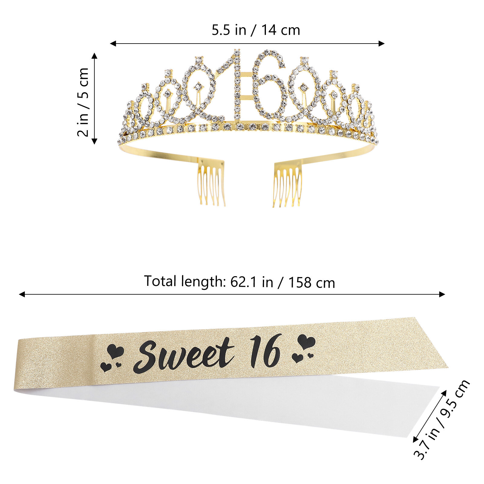 Набор Из 1 Штуки Венец Для Дня Рождения Золотой 158.00X9.50X0.01Cm