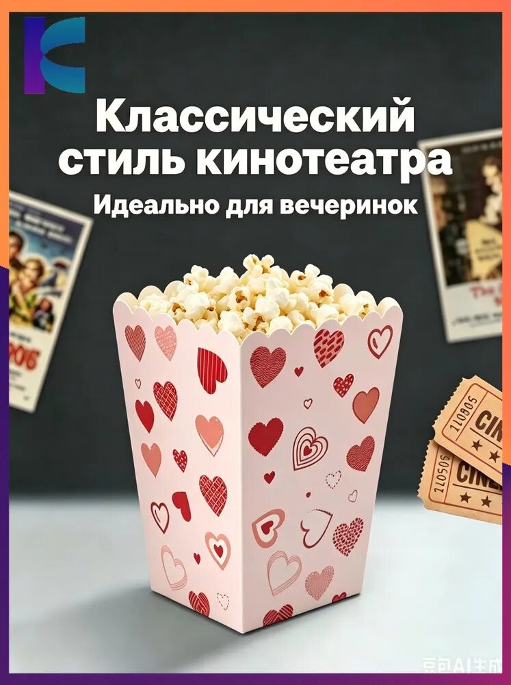 Стакан бокс для попкорна и снеков 10 шт
