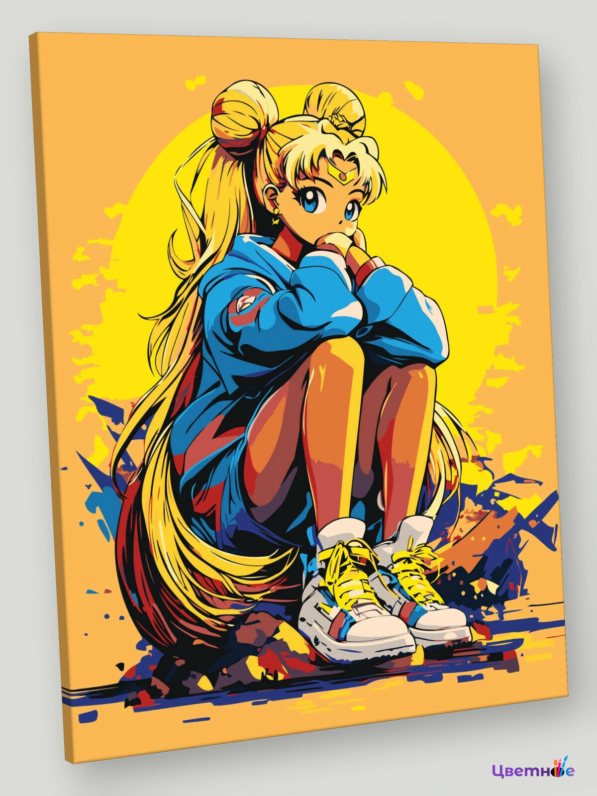 Картина по номерам на холсте с подрамником "Аниме Сейлор Мун Sailor Moon: солнце арт" Раскраска 40x50 см, Девушка