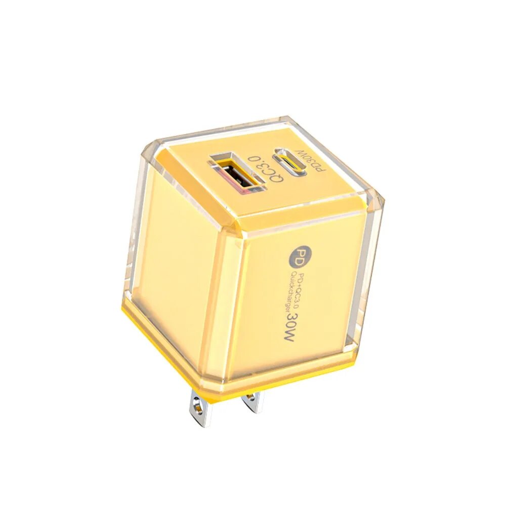 Зарядка US-Yellow 30W PD QC3.0 USB A+C