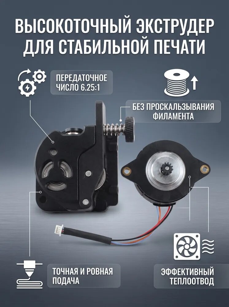 Улучшенный экструдер с двойной подачей, двигатель 12T для принтеров Creality K1, K1C, K1 Max