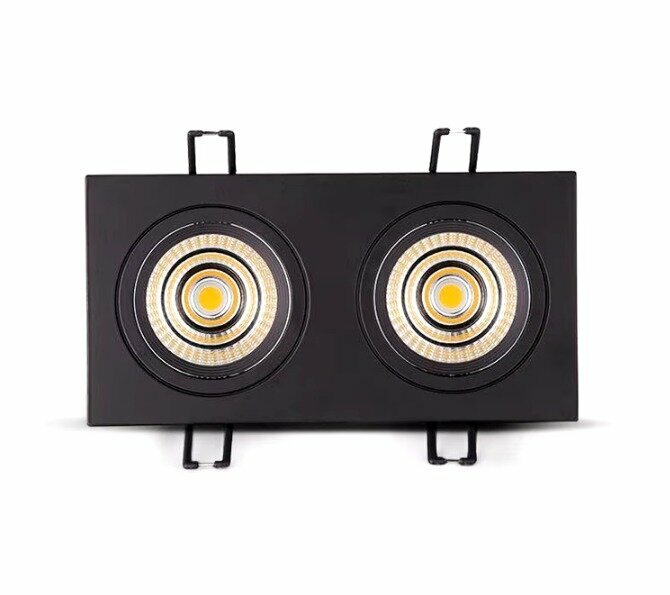 Двойной квадратный светодиодный светильник 100*200 2*10W, 4000К, черный, встроенный светодиод Epistar COB