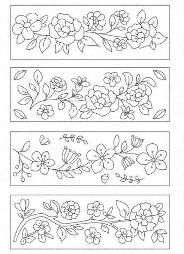 Набор для вышивания цветов Floral Pre-Printed Embroidery Patterns 1 Sheet