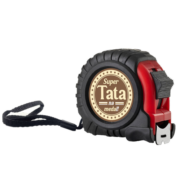 Измерительная рулетка "Super Tata Medal" 5 м (196.85 дюймов), цветные принты, шкала в см и дюймах, ударопрочная, усиленная конструкция, высокая точность, 1 шт.
