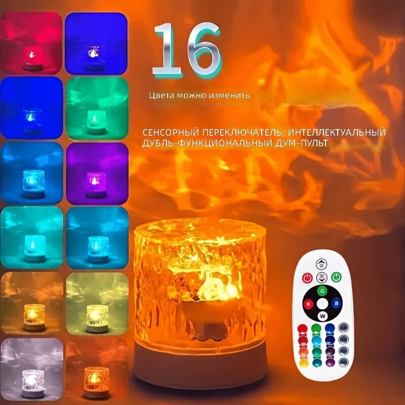 Светодиодный ночник-проектор круглый RGB с пультом управления, USB, без батареек