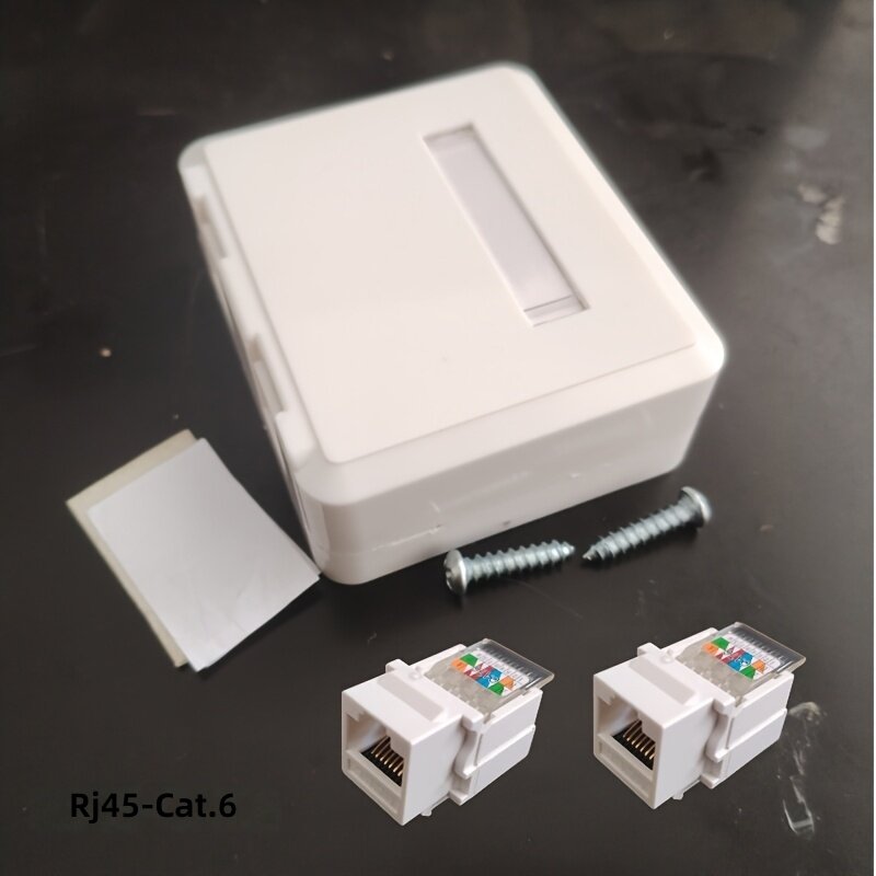 Розетка RJ-45 Cat.6 2-портовая настенная, соединительная коробка-переходник для сетевого кабеля, пластиковый корпус
